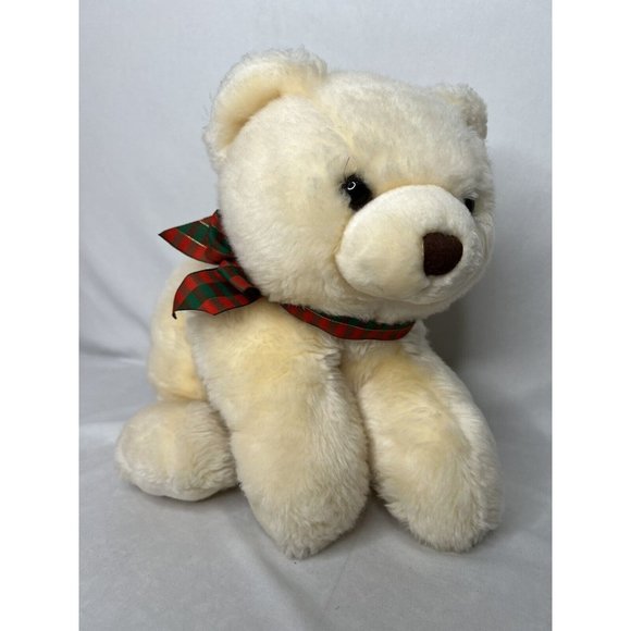 RBI | Toys | Ron Banafato Rbi Christmas Laying Bear Plaid Bow Red Green ...